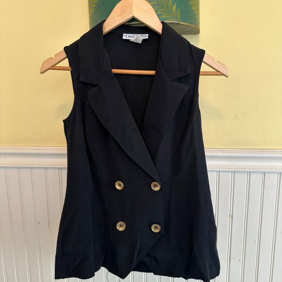 David Hollis | Tops | David Hollis Vintage 9s Black Gold Button Vest Sz ...